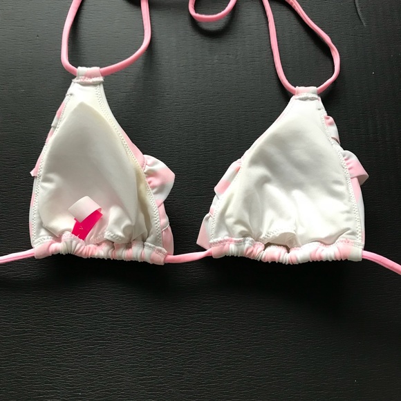 Victoria's Secret | Swim | Victorias Secret Pink White Ruffle String ...